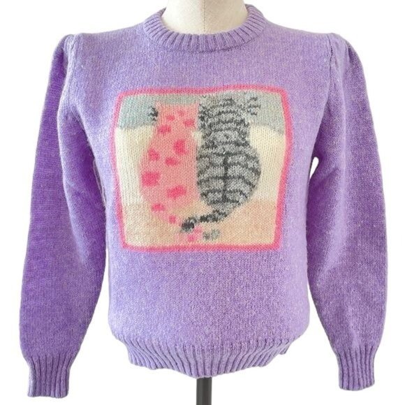 Eagles Eye | Sweaters | Vintage Eagles Eye Sweater Purple Pastel Cat ...